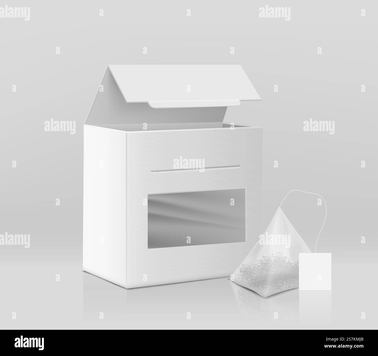 Fresh tea packaging 3d realistic vector mockup template. Blank white ...