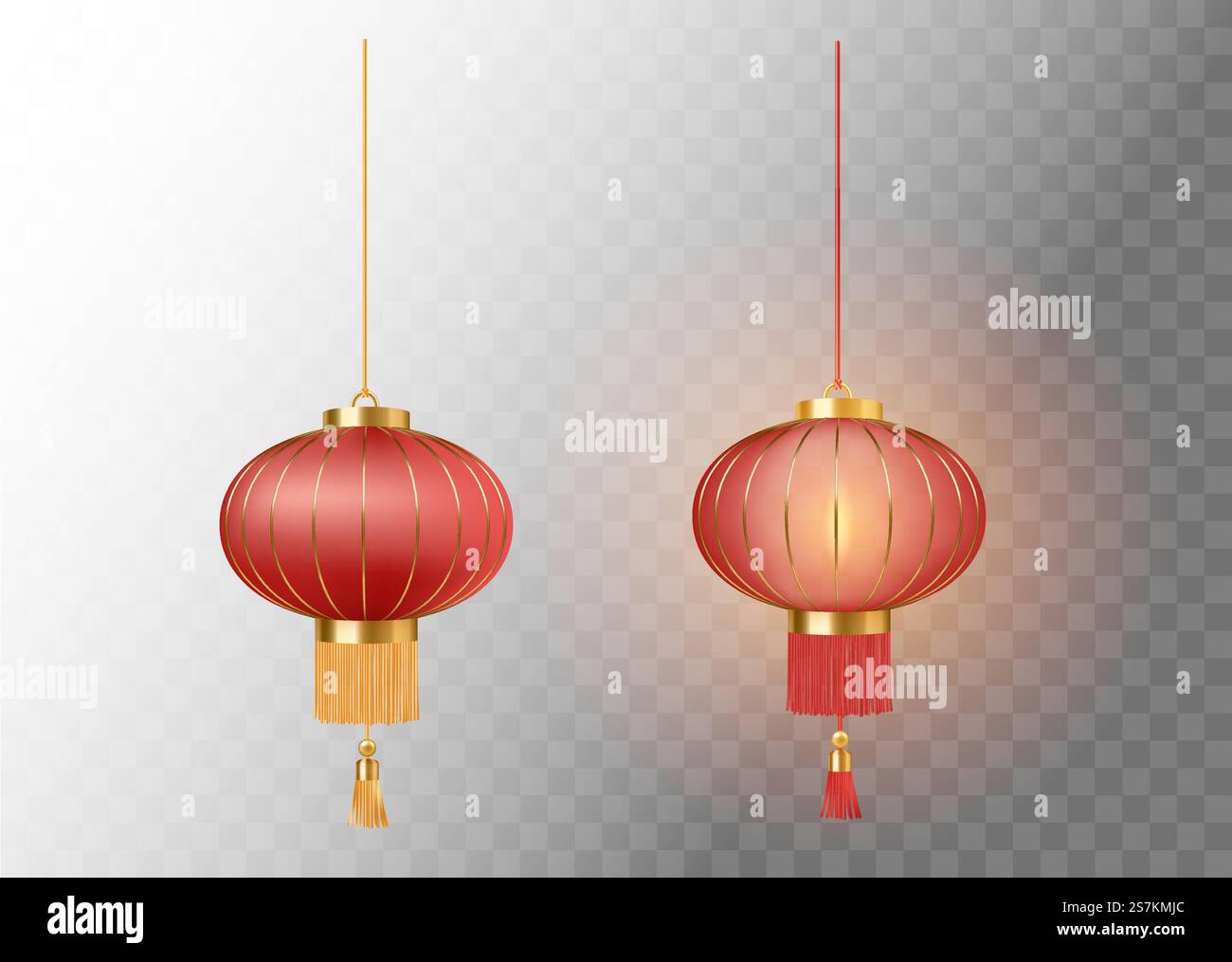 Festive Chinese red lanterns set template. 3d symbol of China culture ...