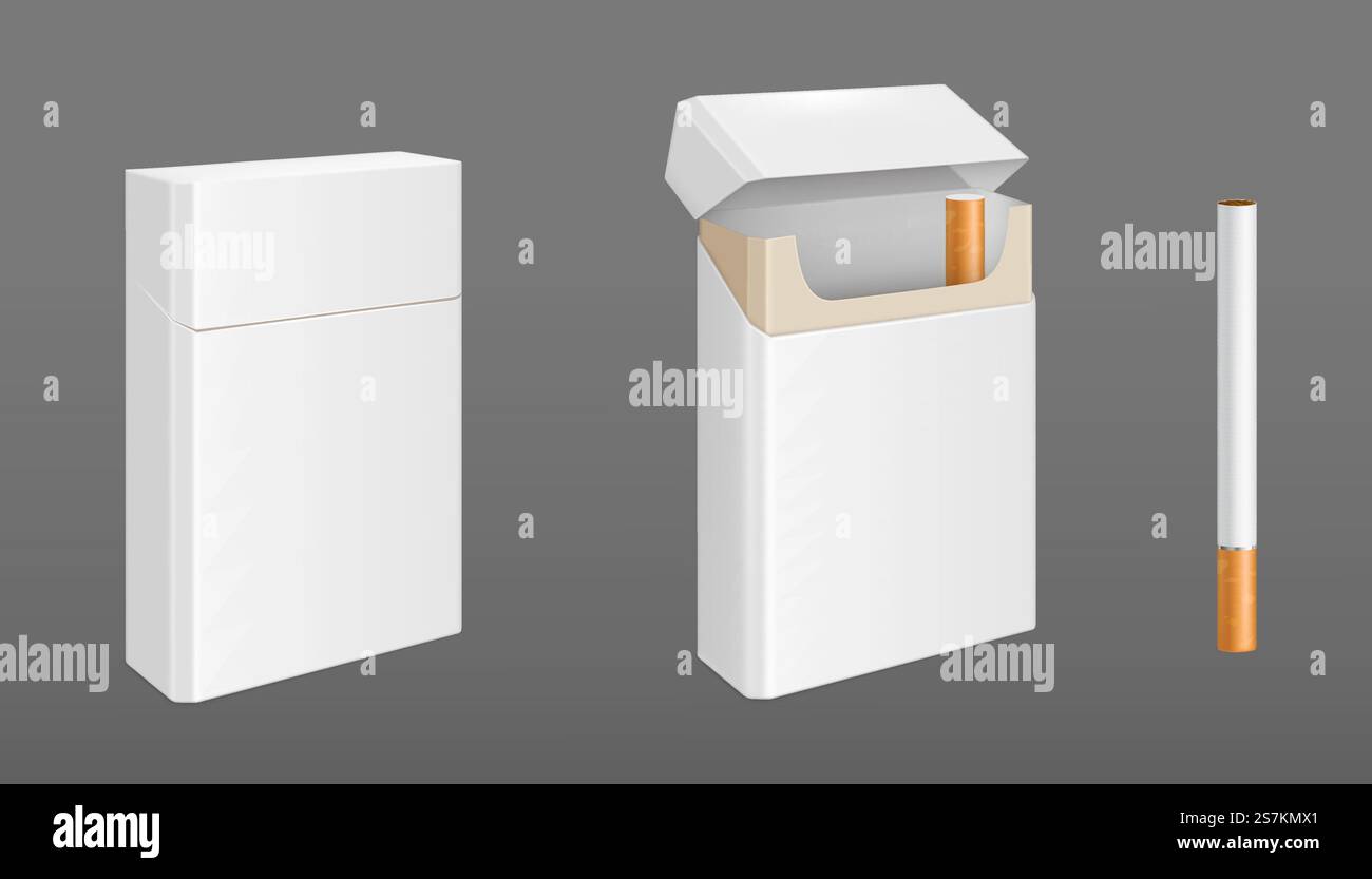 Open and closed pack of cigarettes with golden foil. Vector realistic ...