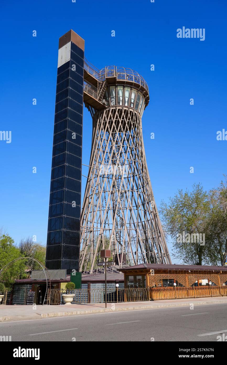 Glass elevator of the Bukhara Tower aka Shukhov Tower, an ancient water ...