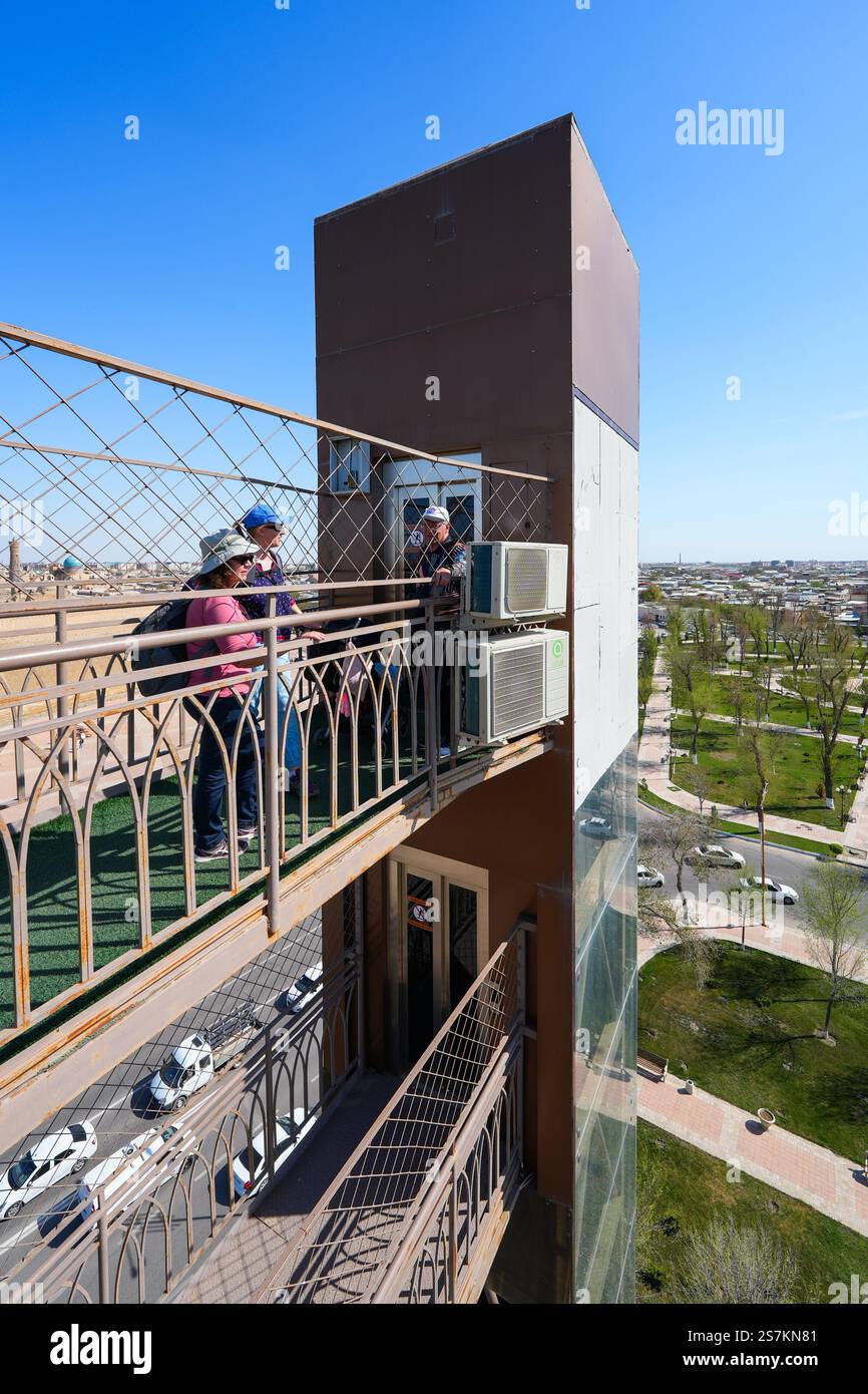 Glass elevator of the Bukhara Tower aka Shukhov Tower, an ancient water ...