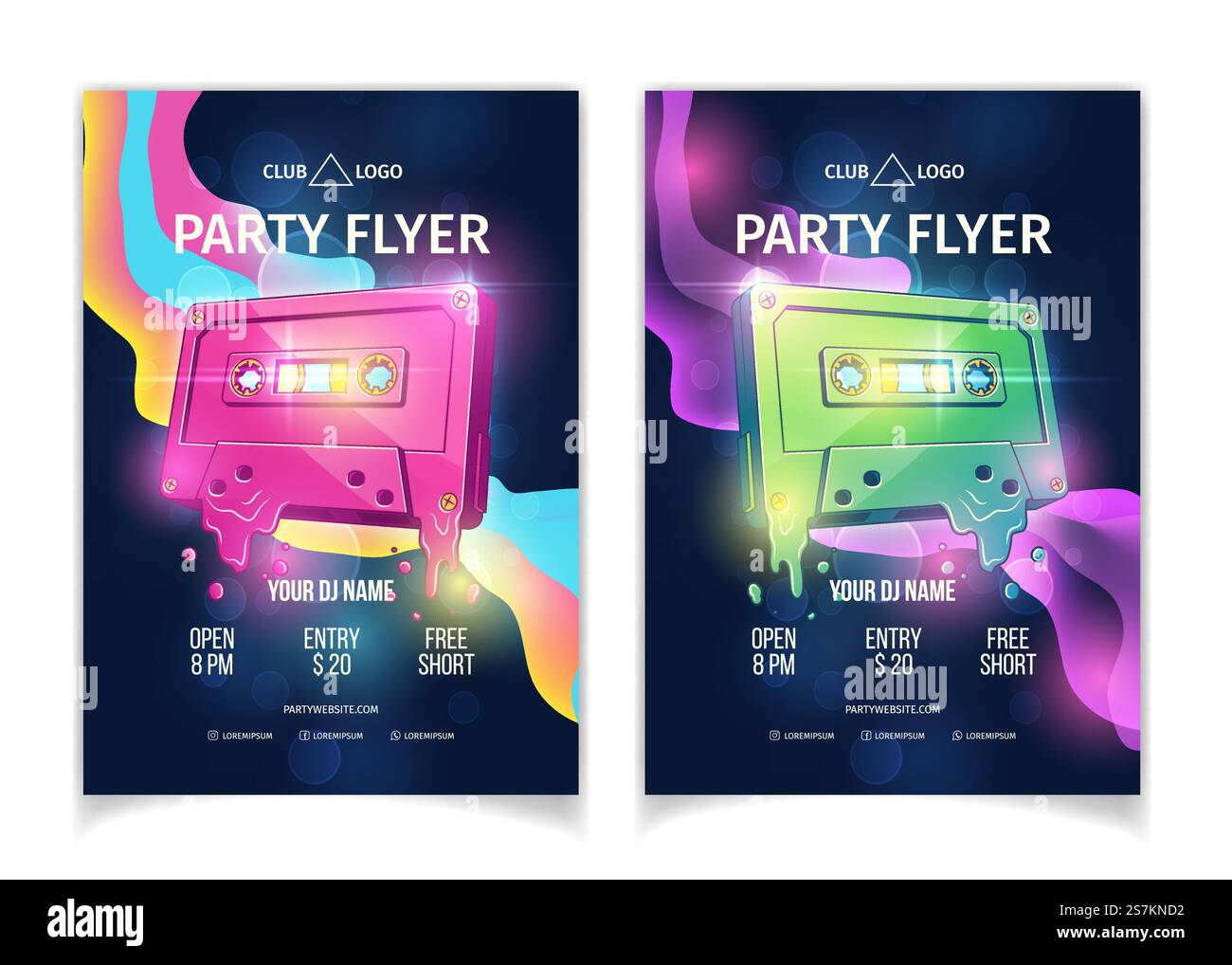 Night club DJ party, retro music event or concert cartoon vector ...