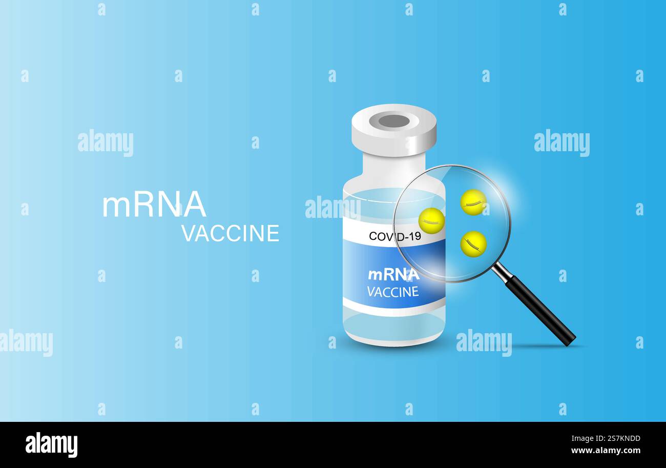 Covid-19 coronavirus. mRNA (messenger RNA) vaccine. vaccine vial and ...