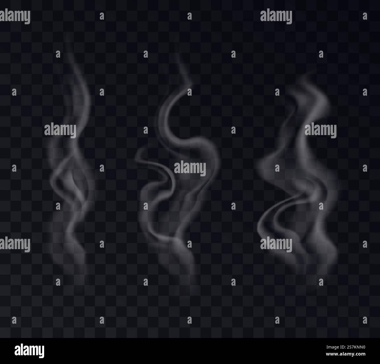 Realistic steam effects set. White cigarette smoke, air wind fog, hot ...