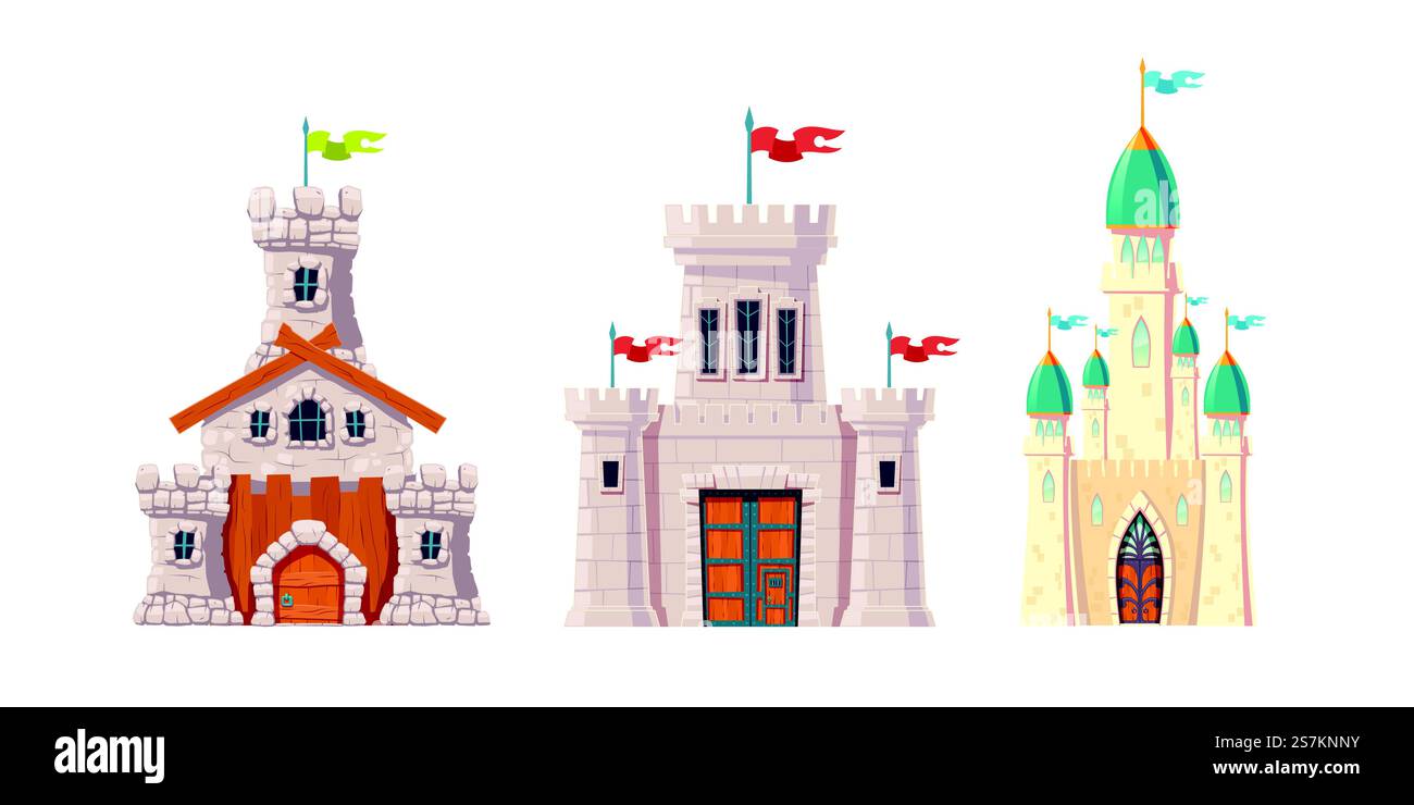 Medieval castles, fairytale corteses, fantasy strongholds with rough ...