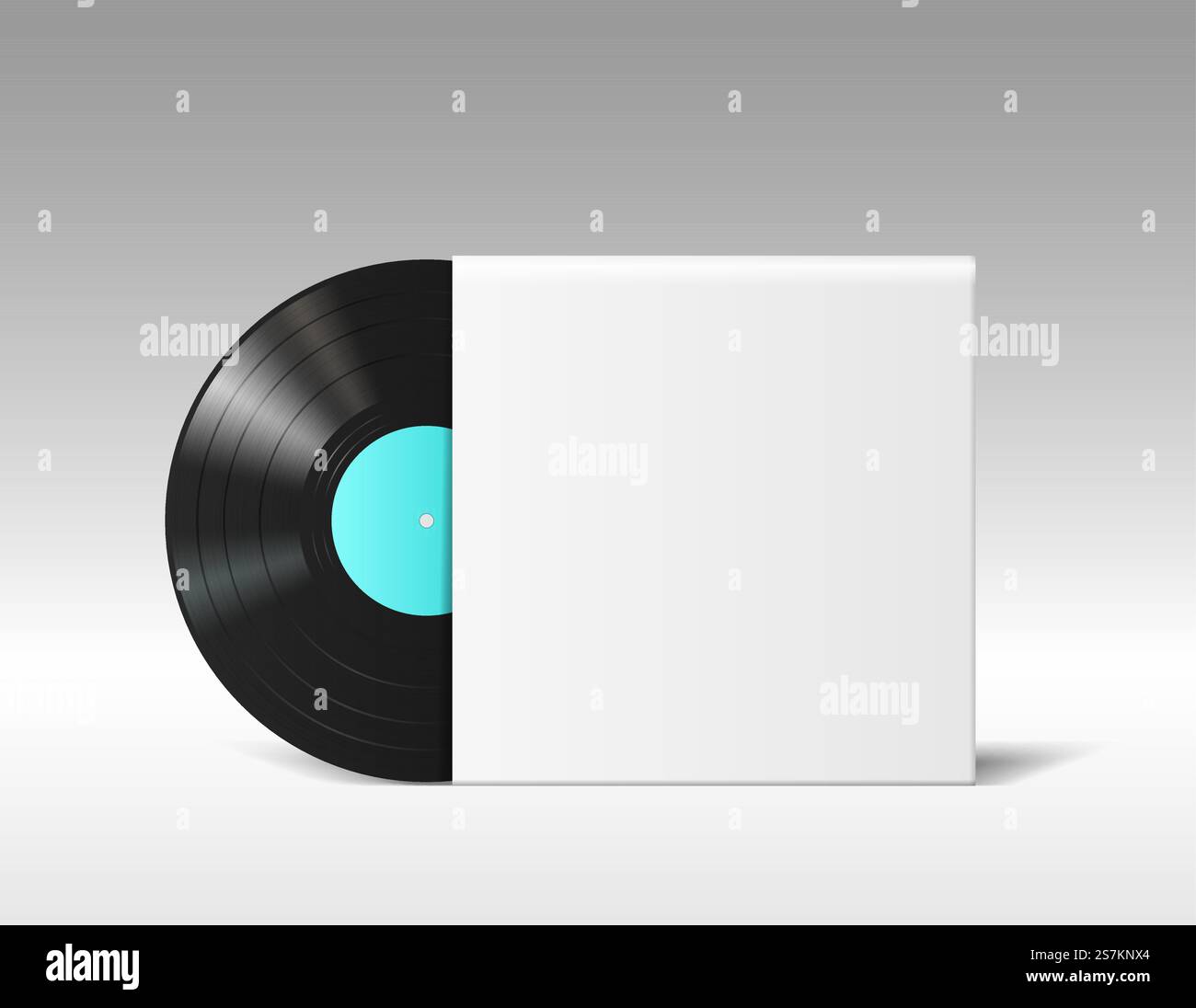 Realistic vinyl disc mockup in empty blank music album cover isolated ...