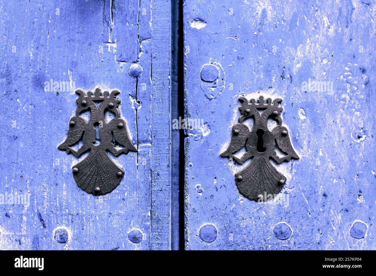 Metal details of the wooden doors in the Museum of Colonial Art of ...