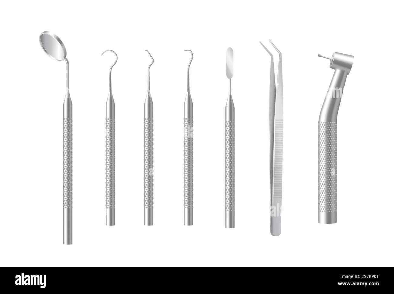 Dental tools set. Realistic detailed 3d stainless professional dentist ...