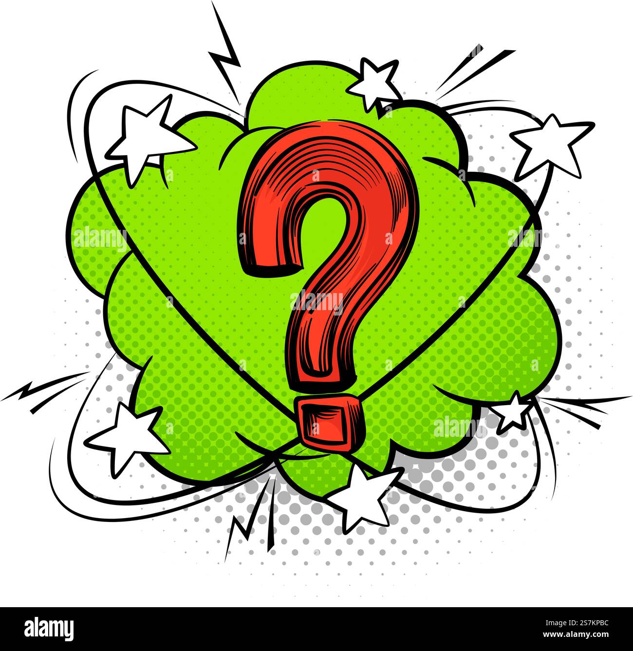 Question mark into speech bubble. Comic decorative color questioning ...