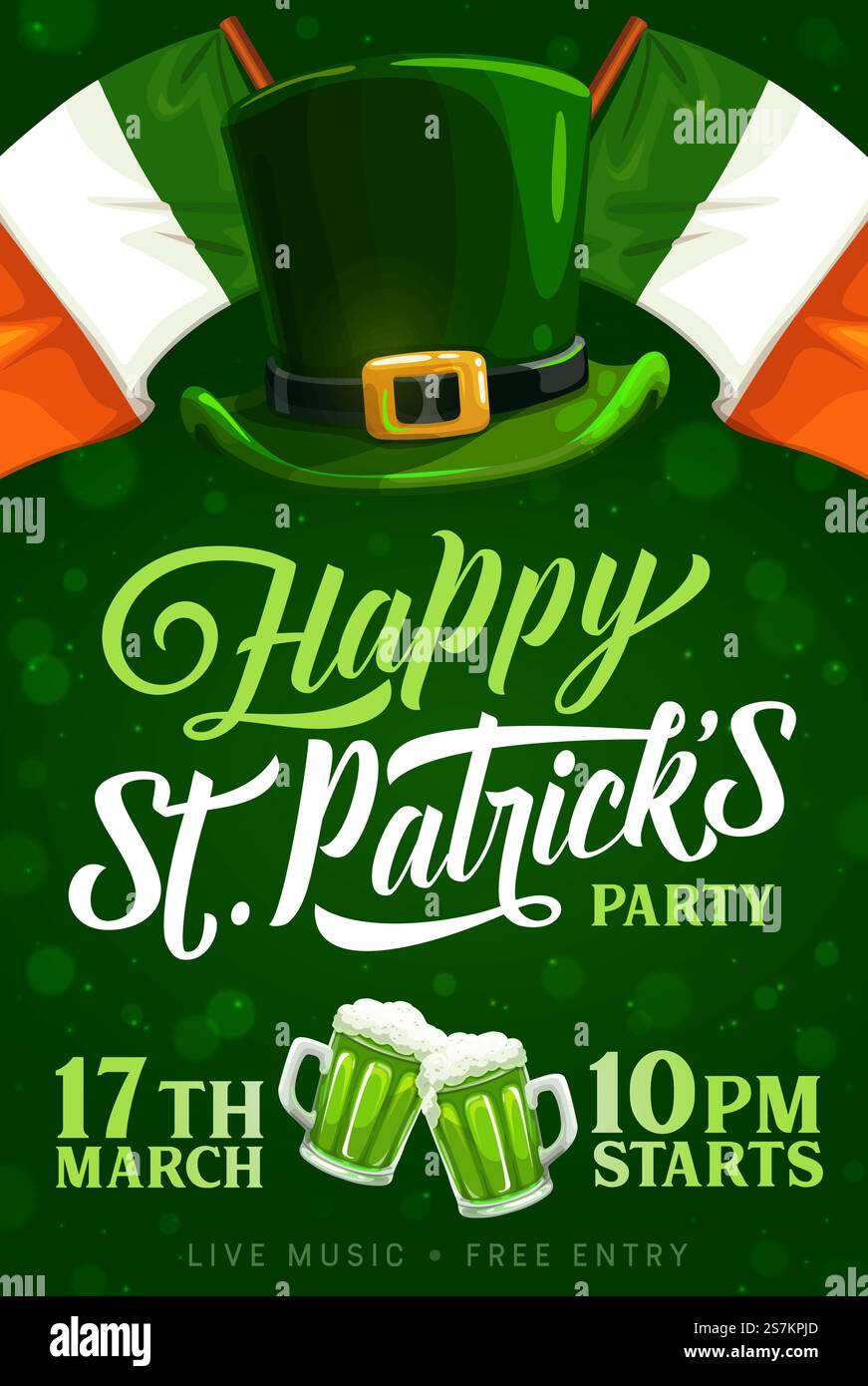 St Patrick day party vector invitation poster with Ireland flags ...