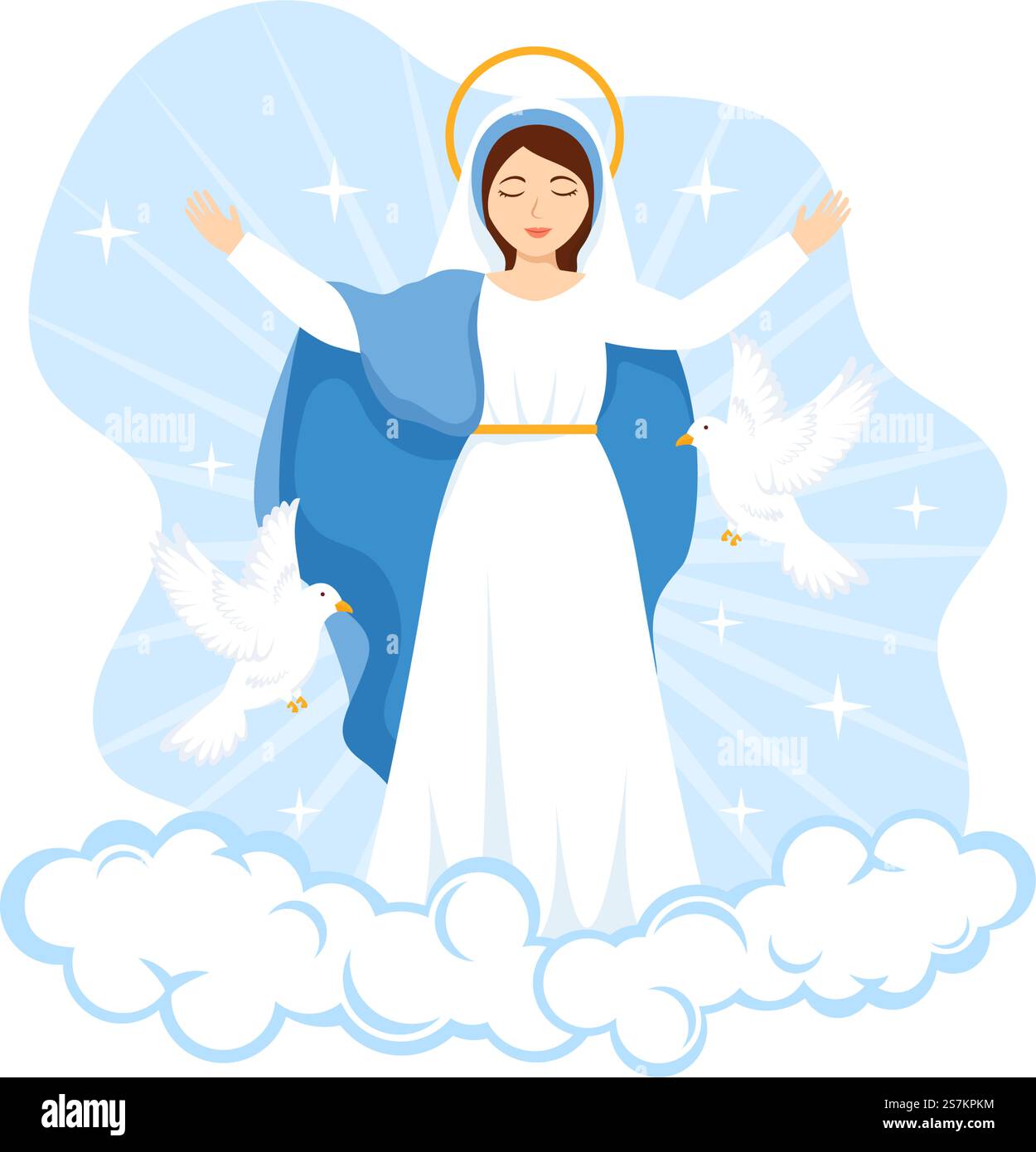 Assumption of Mary Vector Illustration with Feast of the Blessed Virgin ...