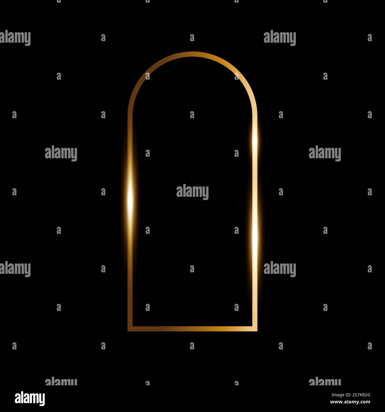 Gold thin art deco frame on black background, Golden linear shape ...
