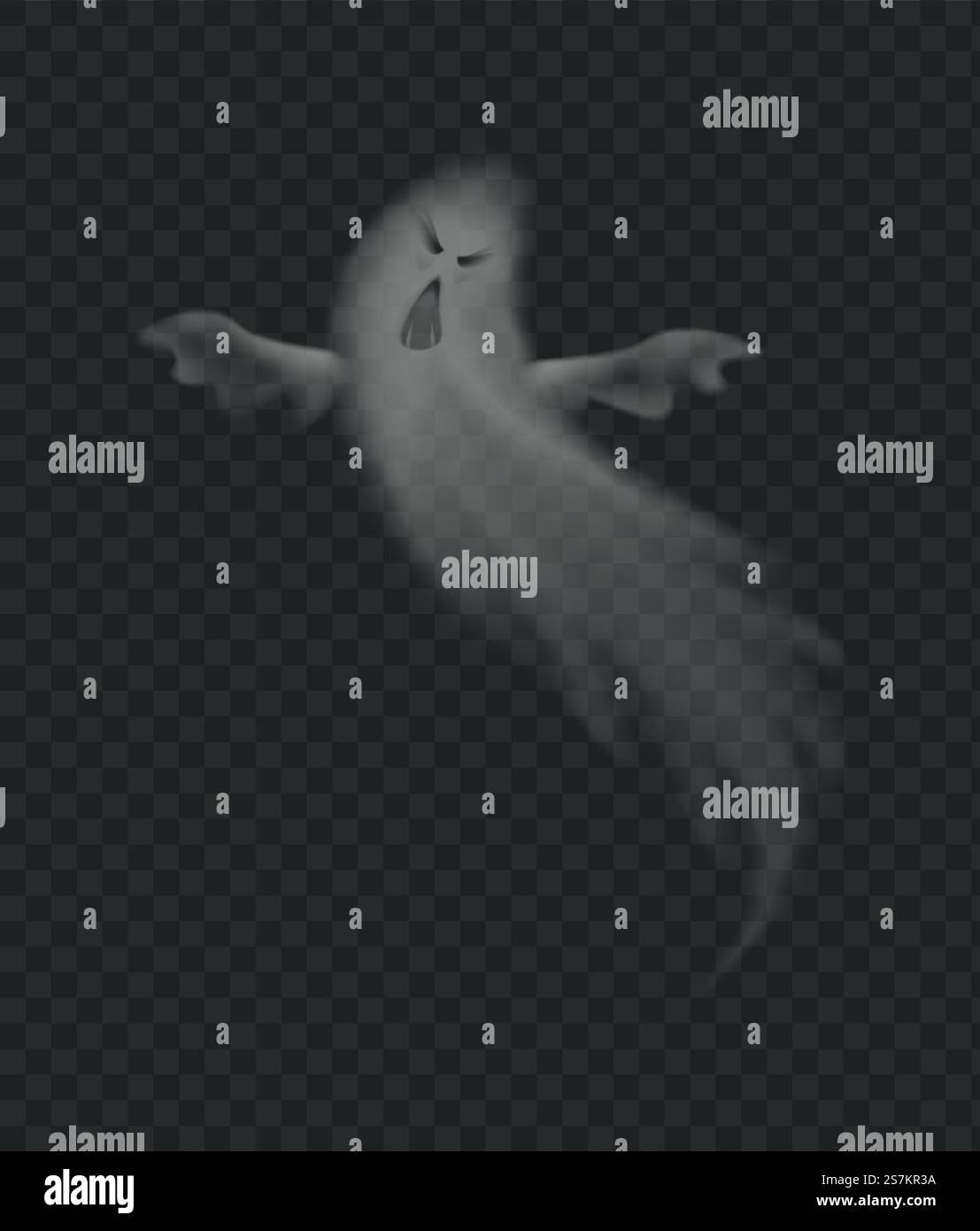 Realistic ghost, scary monster for halloween. Spooky phantom silhouette ...