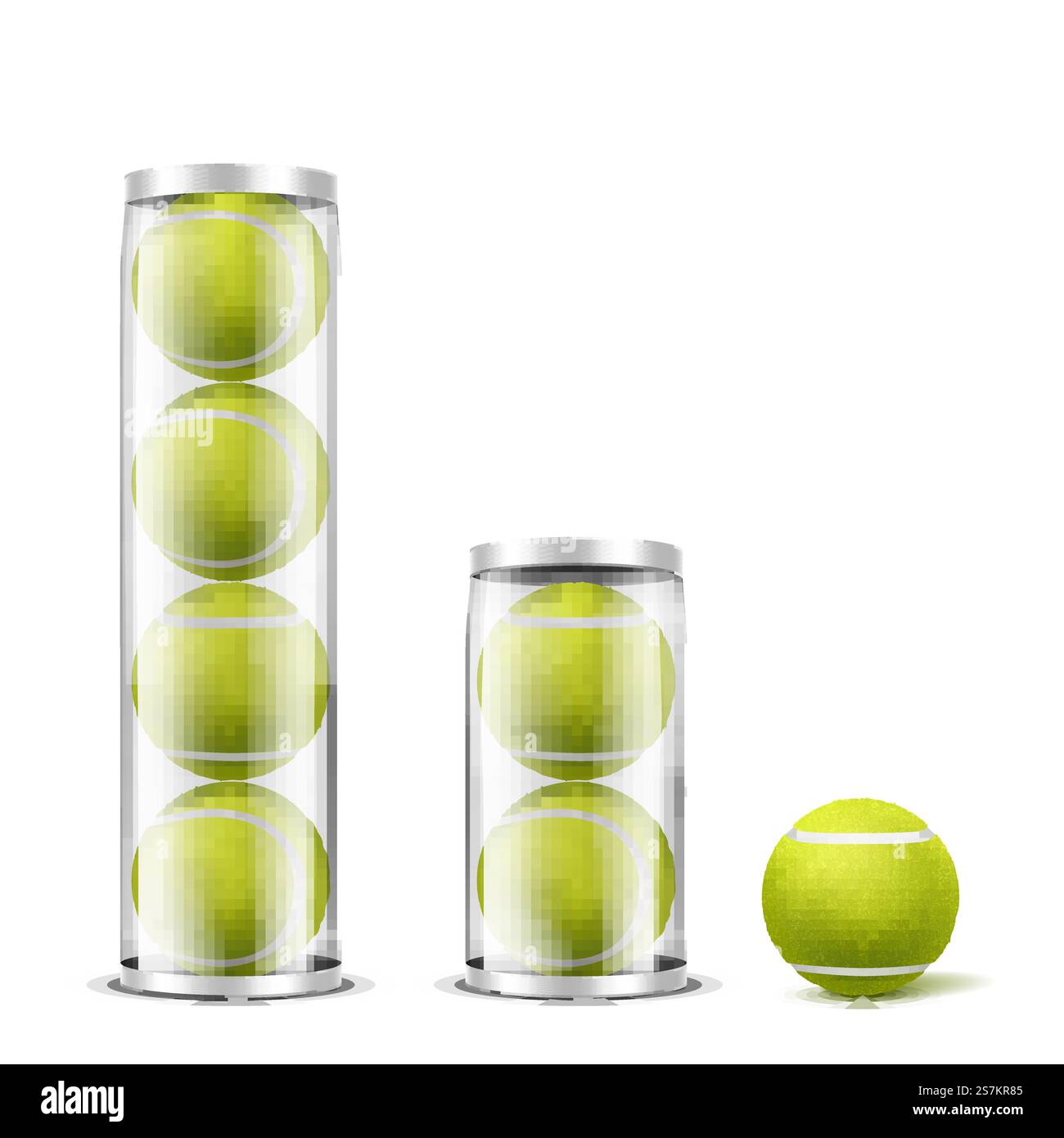 New, felt tennis balls in different amount, transparent plastic cans ...
