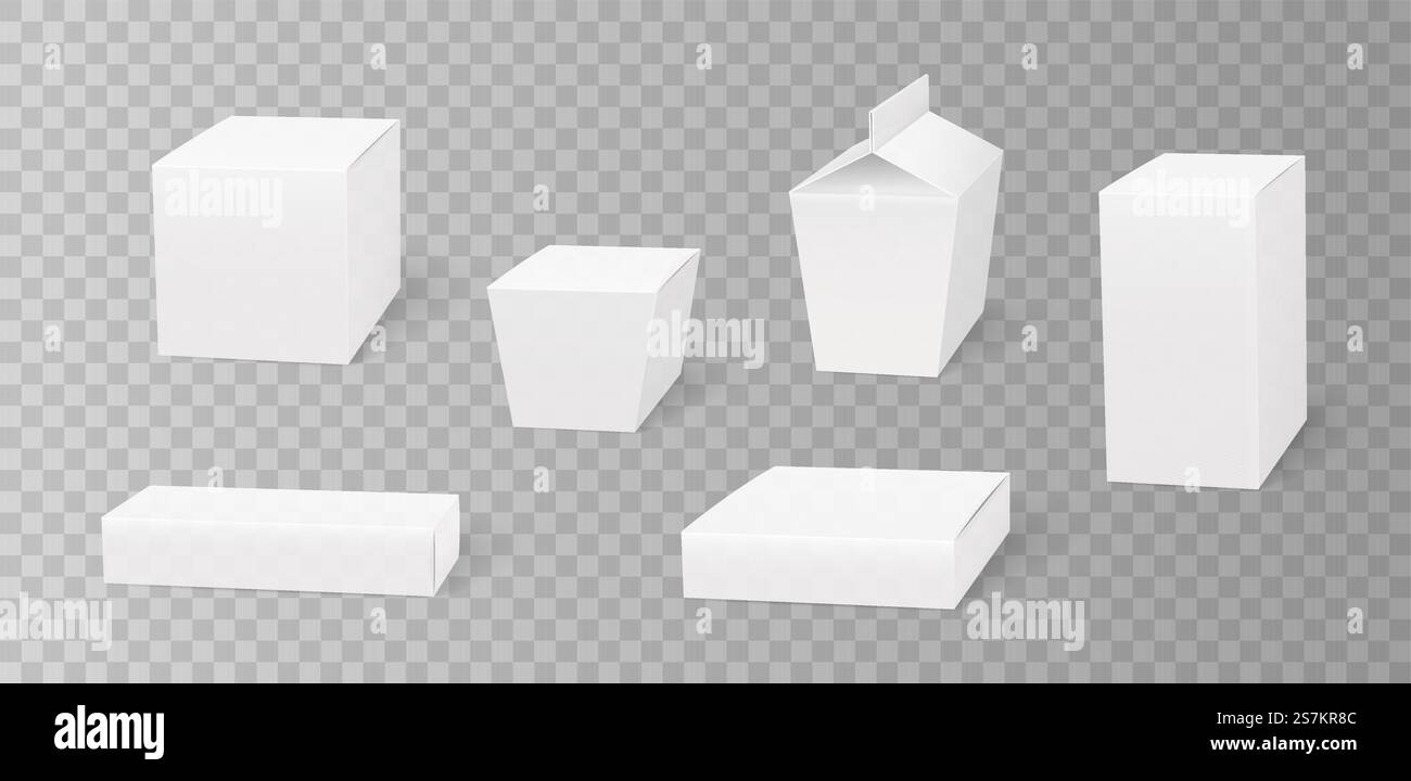 Set of white cardboard packages mock up 3d isolated template for ...