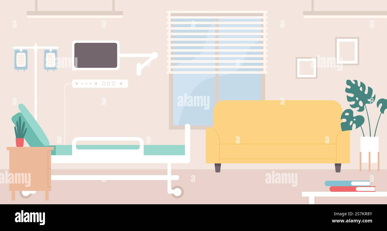 Hospital room interior. Hospital ward intensive therapy emergency ...