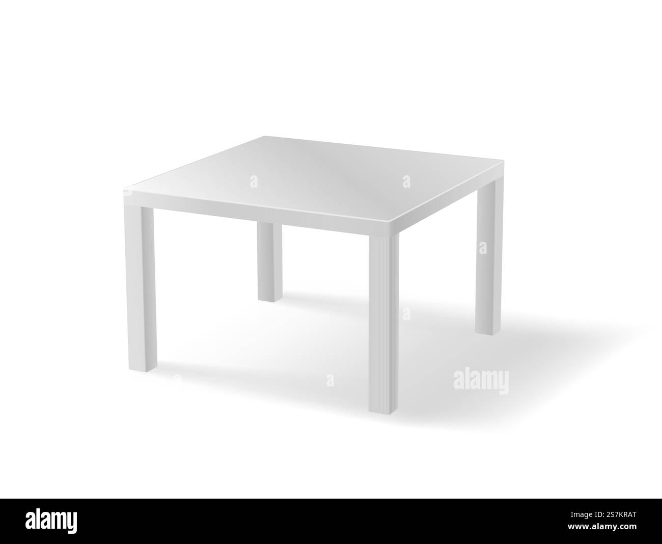Realistic white table 3d object rectangular isolated on white ...