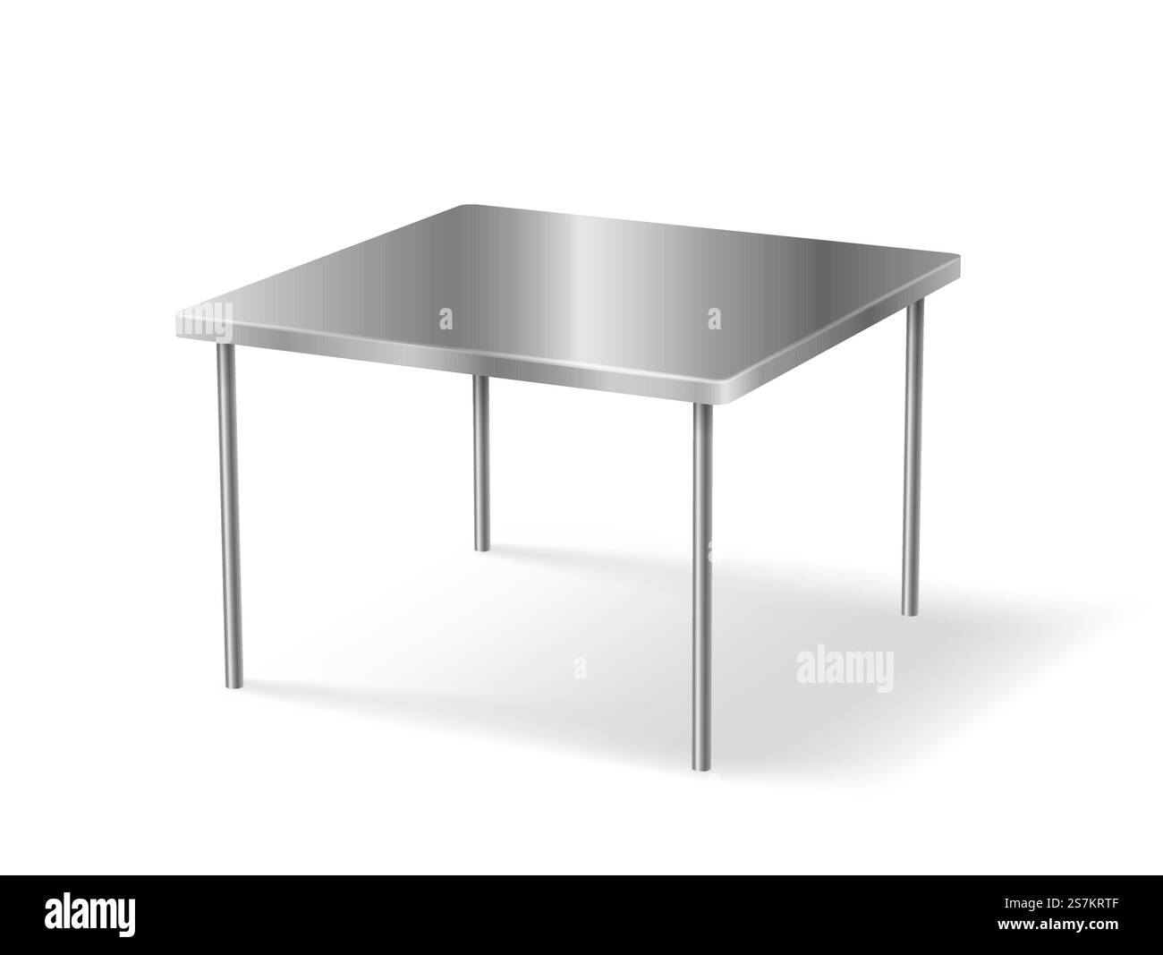 Realistic metal table 3d object rectangular isolated on white ...