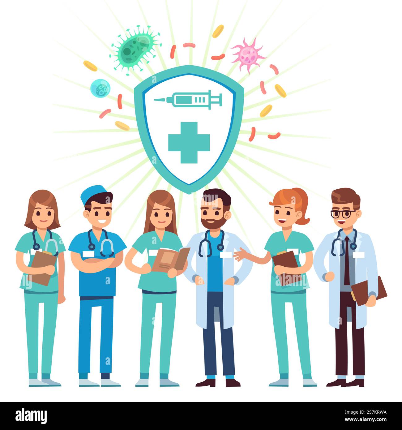 Doctors set. Medical staff male and female standing in uniform on the ...