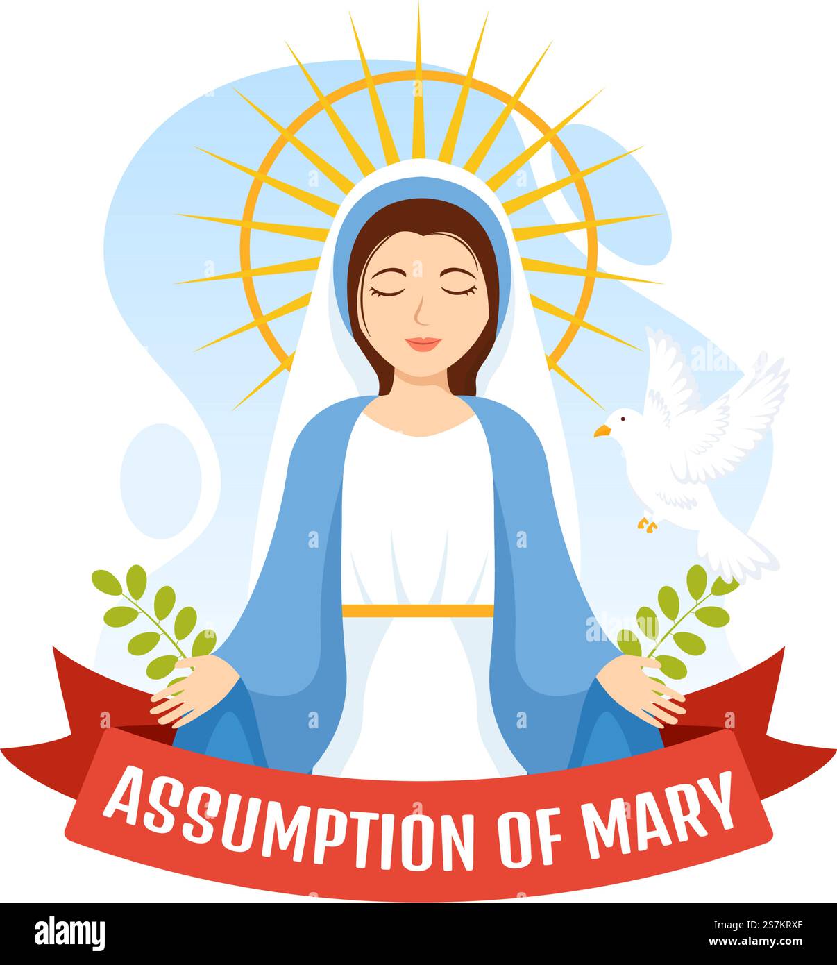 Assumption of Mary Vector Illustration with Feast of the Blessed Virgin ...