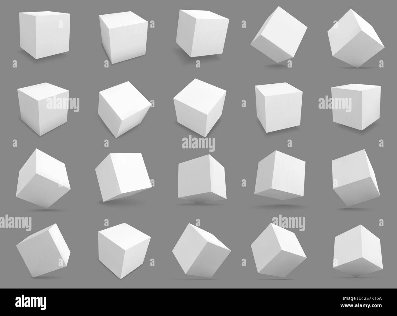 3d cubes. White blocks with different lighting and shadows, boxes in ...