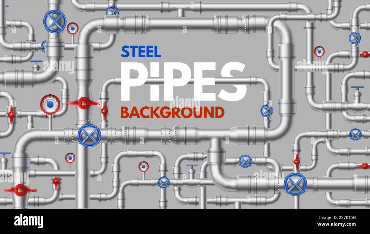 Metal pipelines. Industrial and home construction pipeline, connector ...
