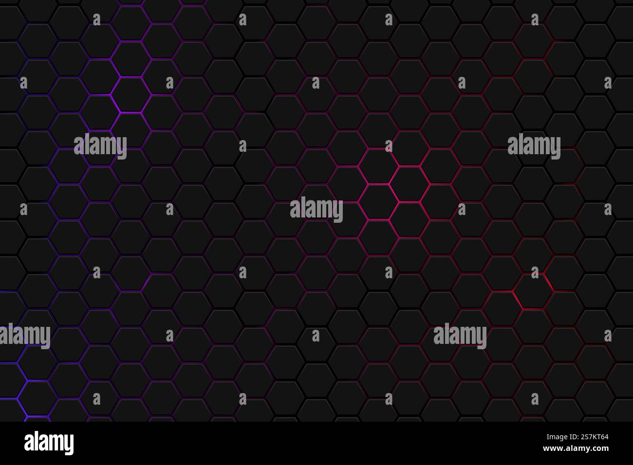Abstract hexagons honeycomb texture neon background, futuristic technology backdrop banner ...