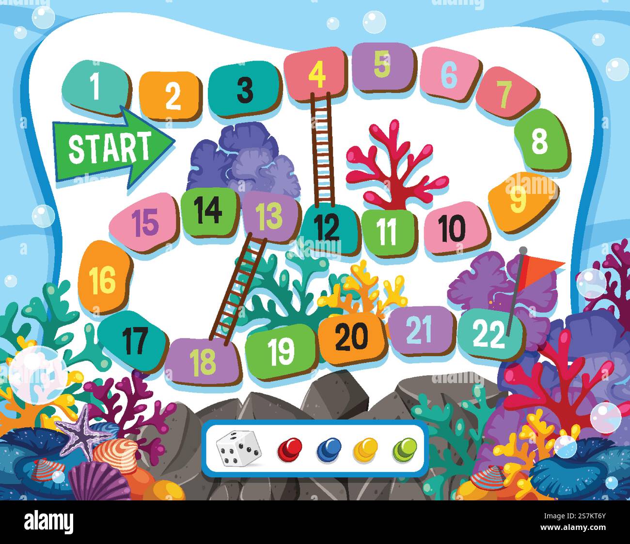 Colorful sea-themed board game with numbered path Stock Vector Image ...