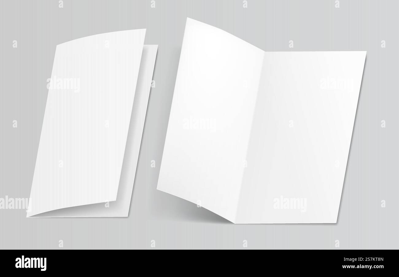 Mock up of white booklet isolated. Opened and closed magazine, brochure ...