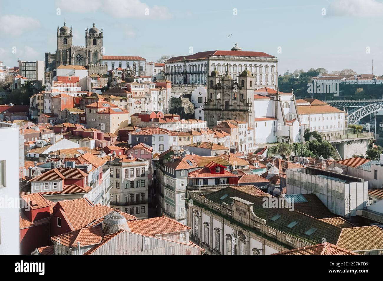 A neighborhood in Porto featuring houses with white exterior walls and ...