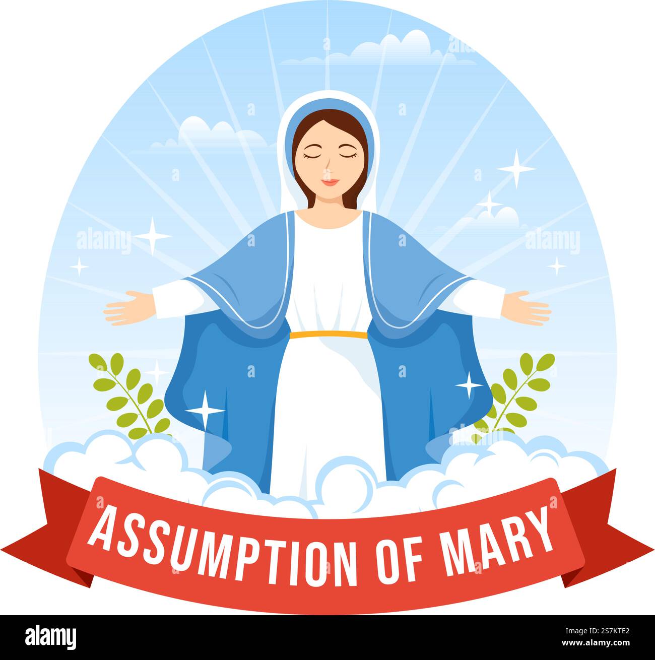Assumption of Mary Vector Illustration with Feast of the Blessed Virgin ...