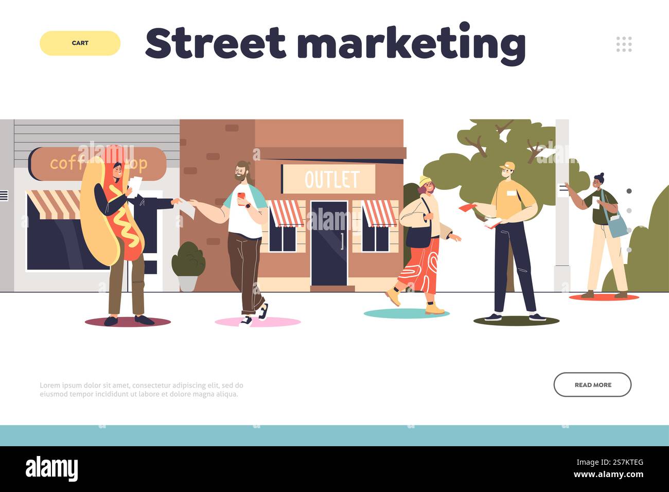 Street marketing and promotion concept of landing page with promoters ...