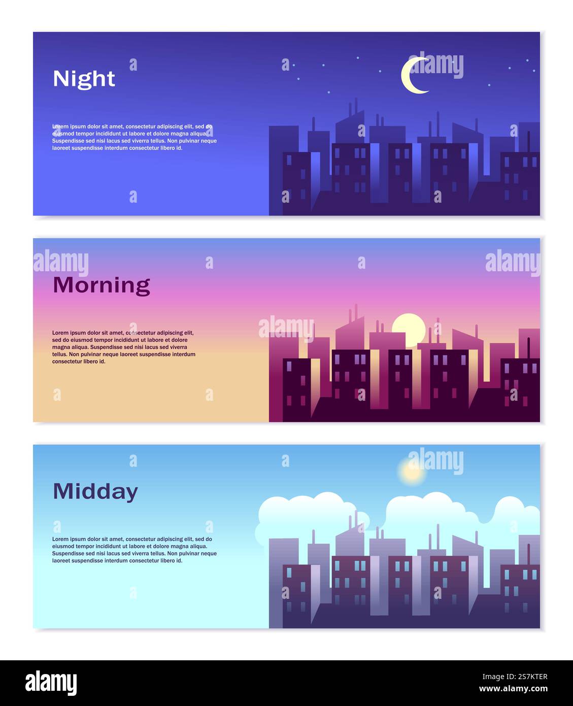 Different Time of Day Banners. Good morning, good afternoon, good night ...