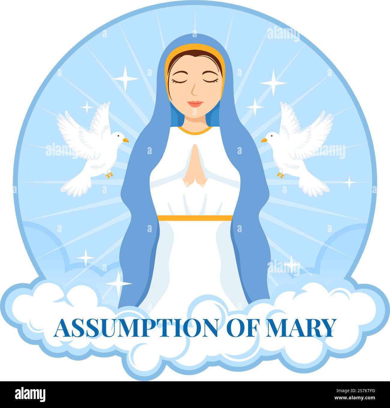 Assumption of Mary Vector Illustration with Feast of the Blessed Virgin ...