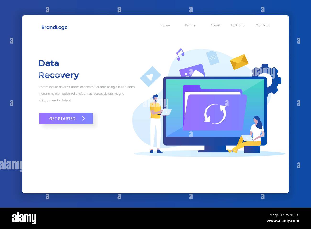 Data recovery illustration design concept landing page illustrations ...