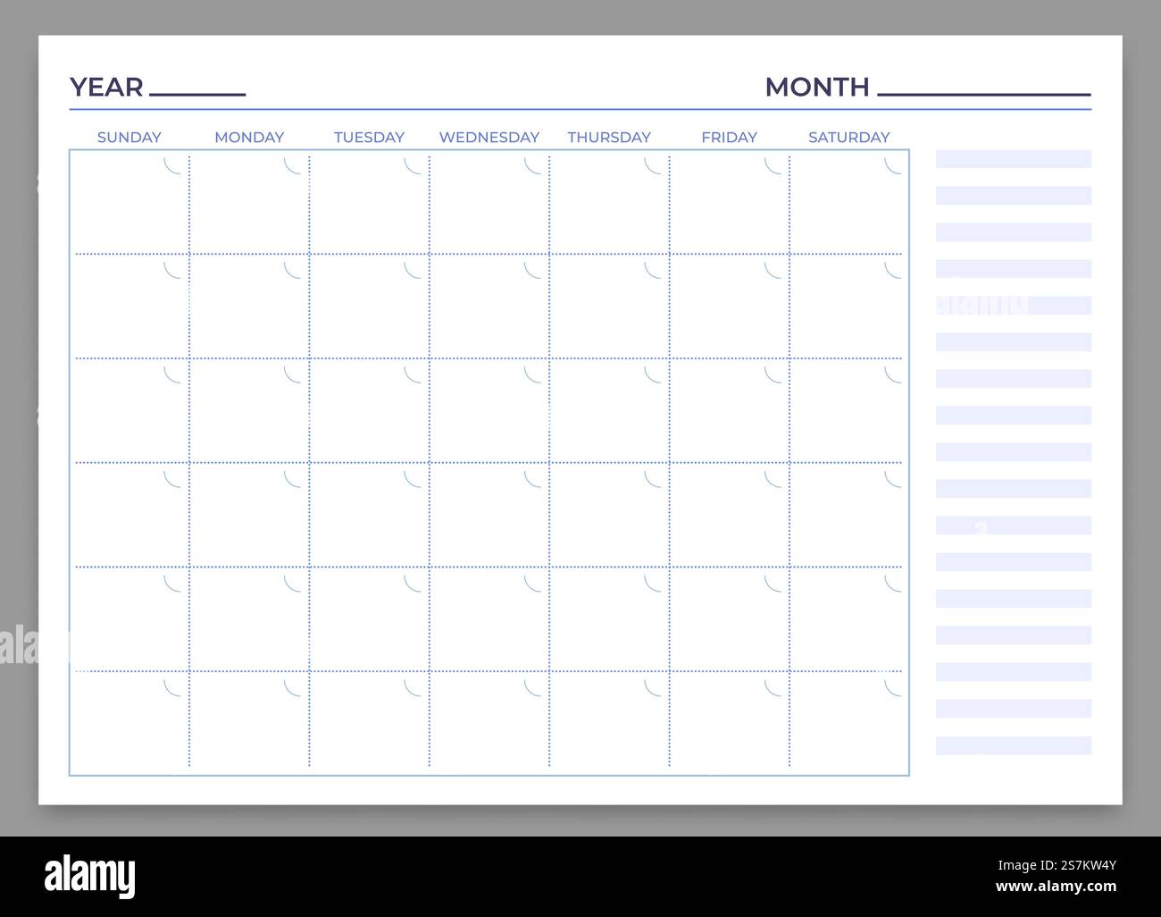 Monthly planner template. Vector month and week plan, calendar daily ...