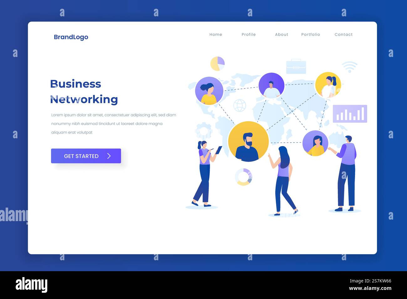 Business networking illustration landing page concept illustration for ...