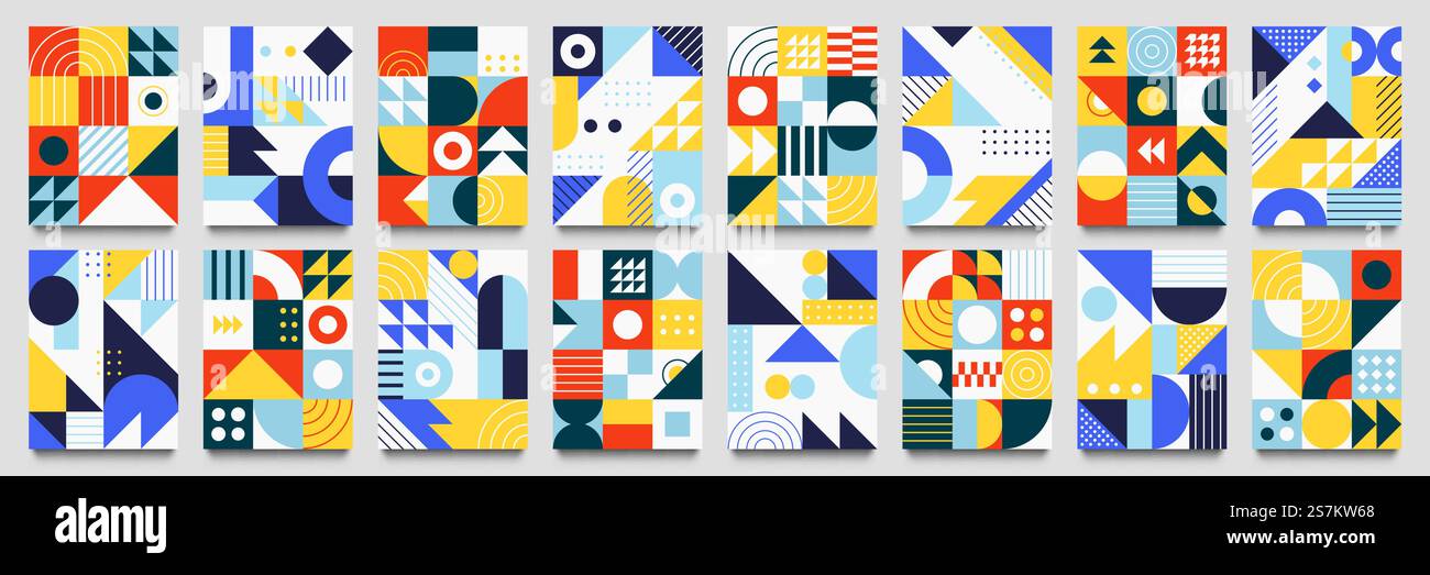 Abstract geometric backgrounds. Neo geo pattern, minimalist retro ...