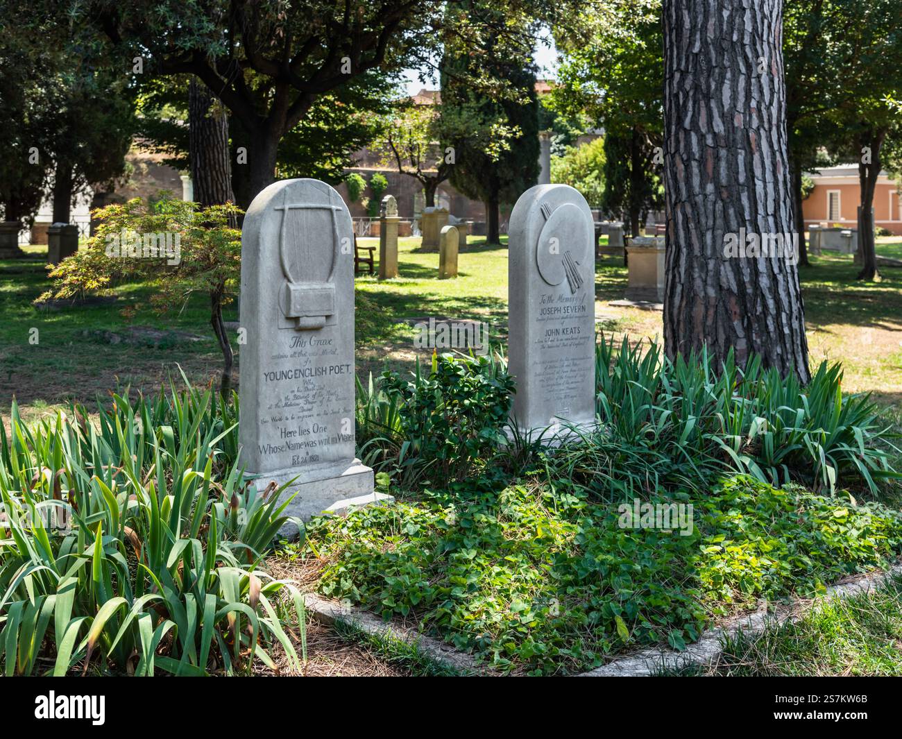 John Keats and Joseph Severn graves, Non-Catholic Cemetery, Rome, Italy Stock Photo - Alamy
