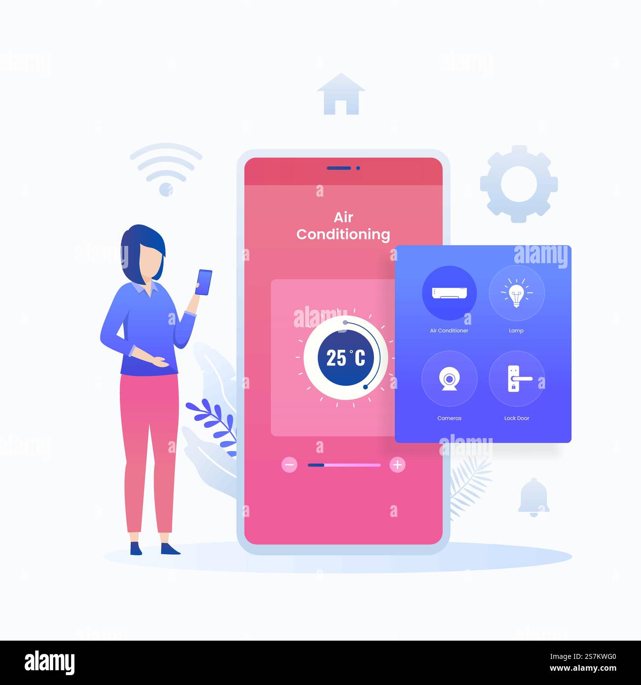 Flat illustration smart home app concept. Illustration for websites ...