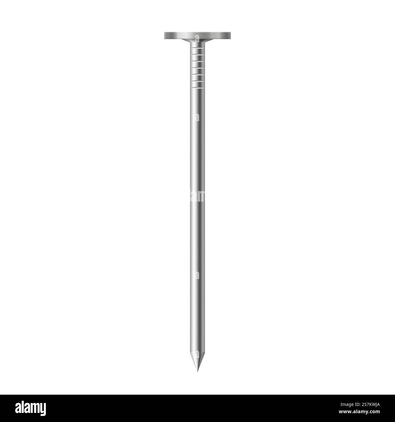 Metal nail with round steel cap side view isolated on white background ...