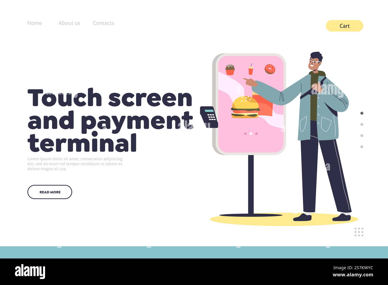 Touch screen and payment terminal for self ordering in cafe or ...
