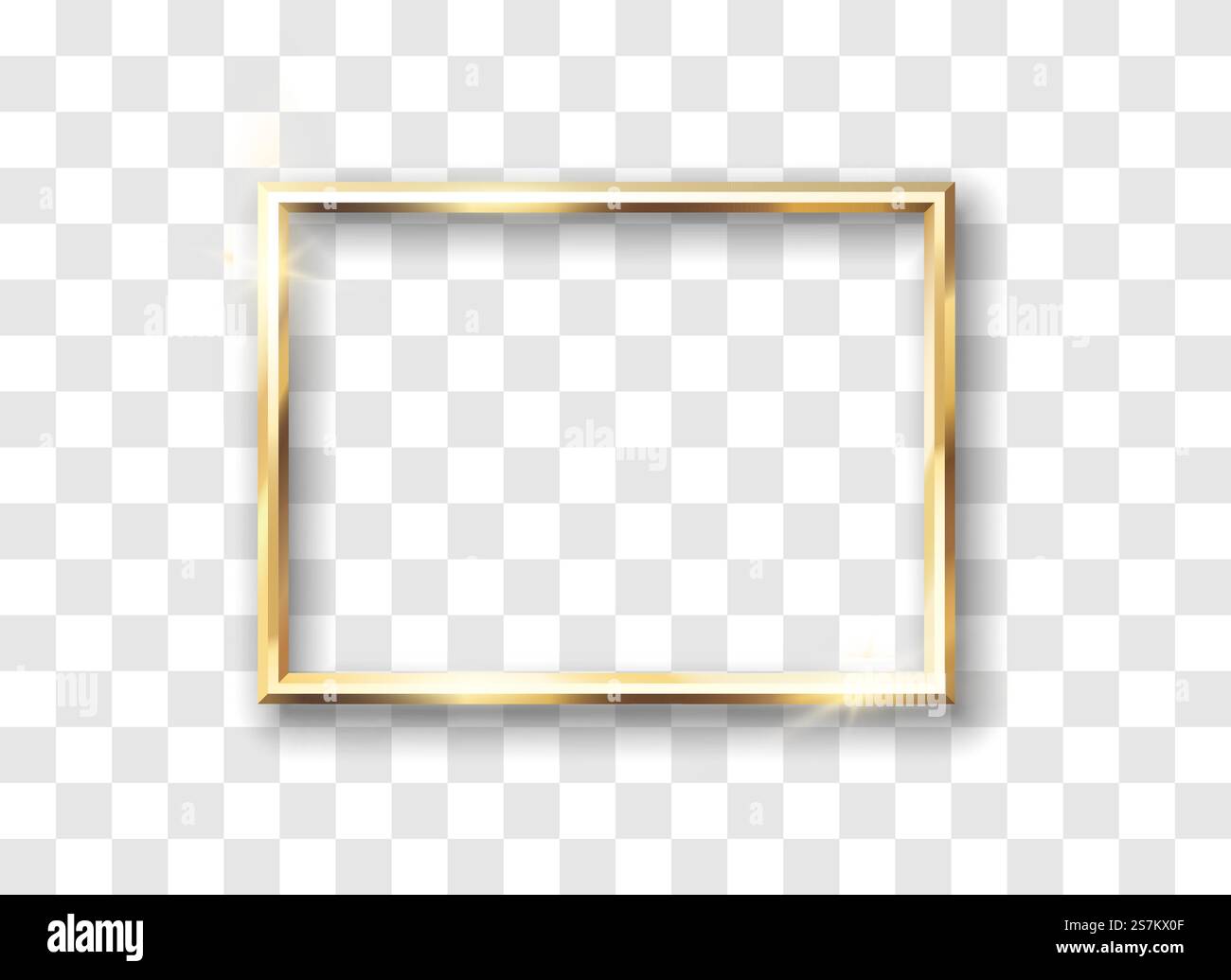 Gold frame realistic. Shiny glowing vintage border isolated on ...