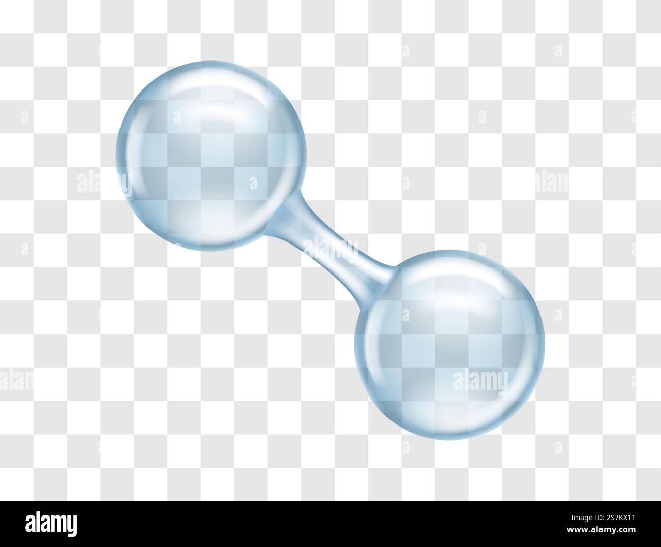 Transparent oxygen molecule bubble shape. Glowing o2 molecular formula ...