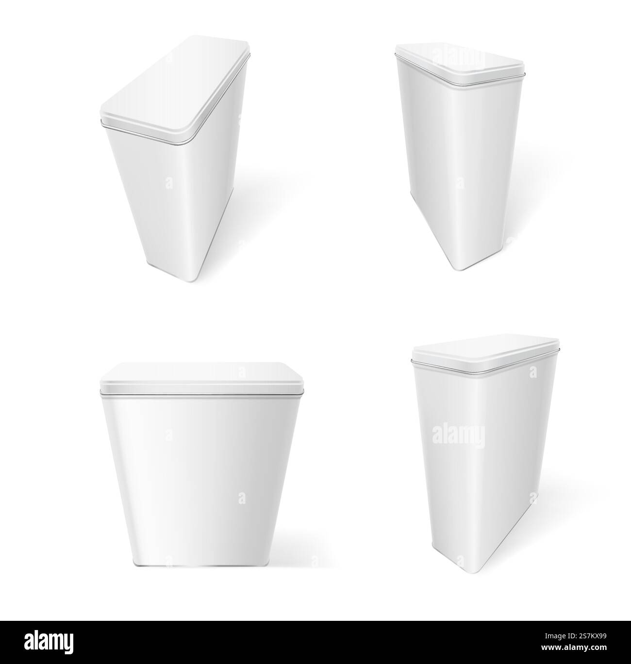 Set of metal food containers mockup. 3d boxes for products storage with ...