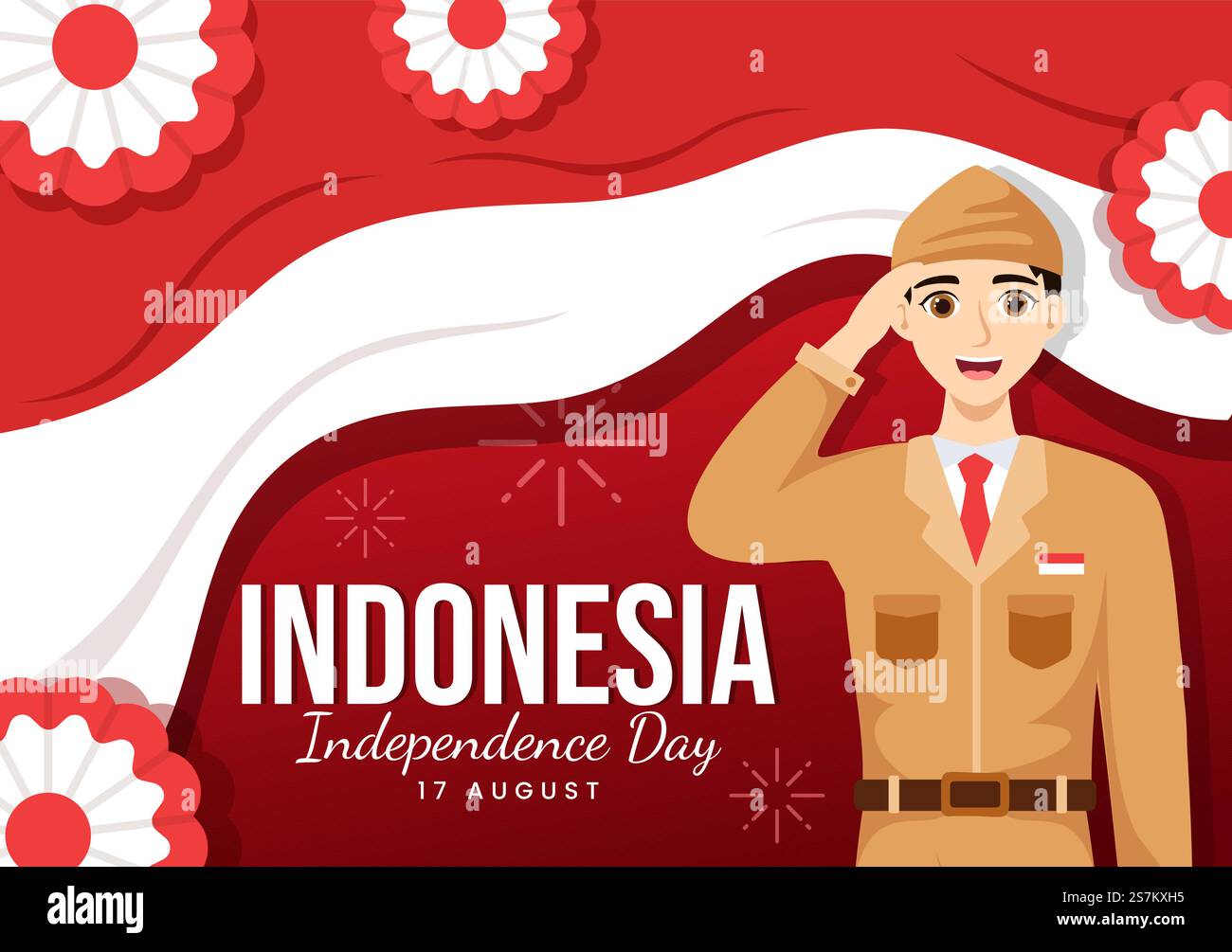 Indonesia Independence Day Vector Illustration on 17 August with ...