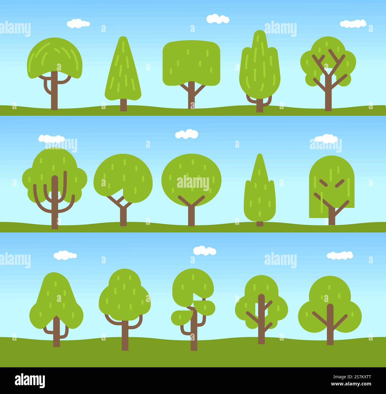Set of trees. Tree icons collection in a modern flat style. For design ...