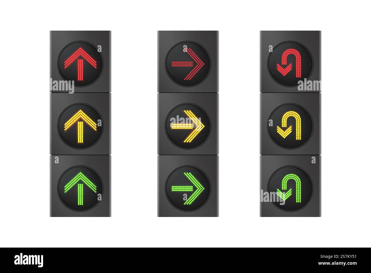 Traffic light with arrows for road traffic direction control. Realistic ...