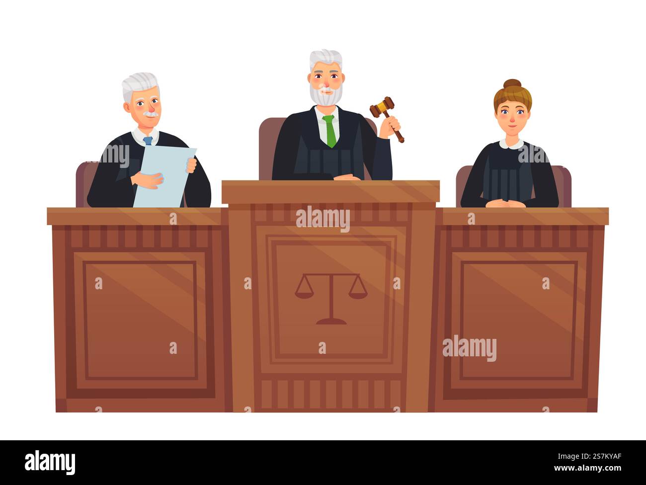 Supreme court tribune. Judges in session, judge holding hammer and ...