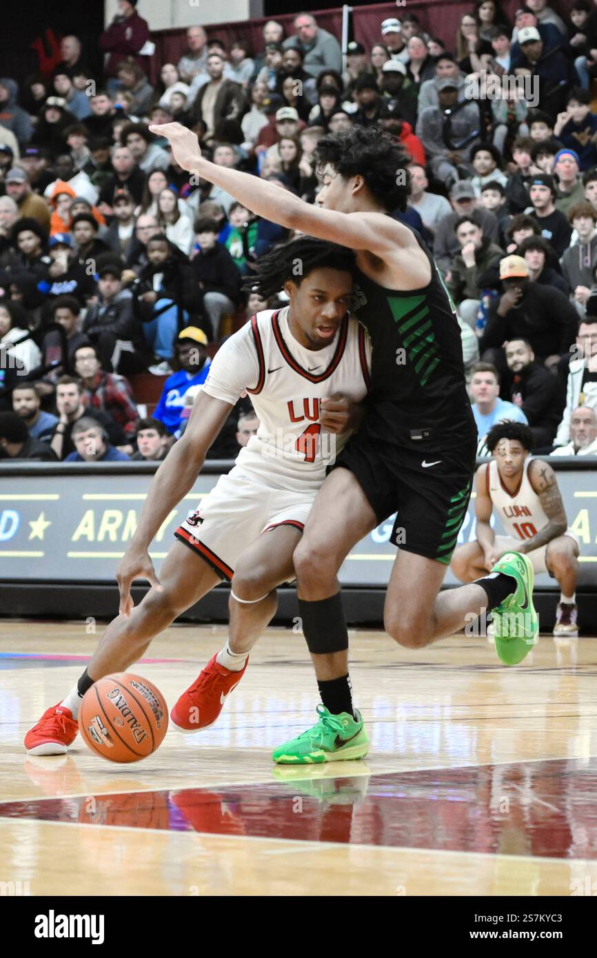 SPRINGFIELD, MA - JANUARY 19: Jaden Vance of Arizona Compass Prep (4) tries to get past Kaden ...